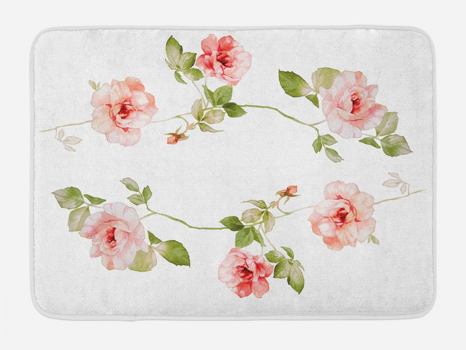 Floral Bath Mat, Romantic Rose Flower Petals Shabby Chic Kitsch Love ...