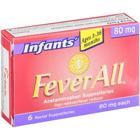 Feverall: Suppositories Infants Ages 3-36 Months Baby Care, 80 mg ...