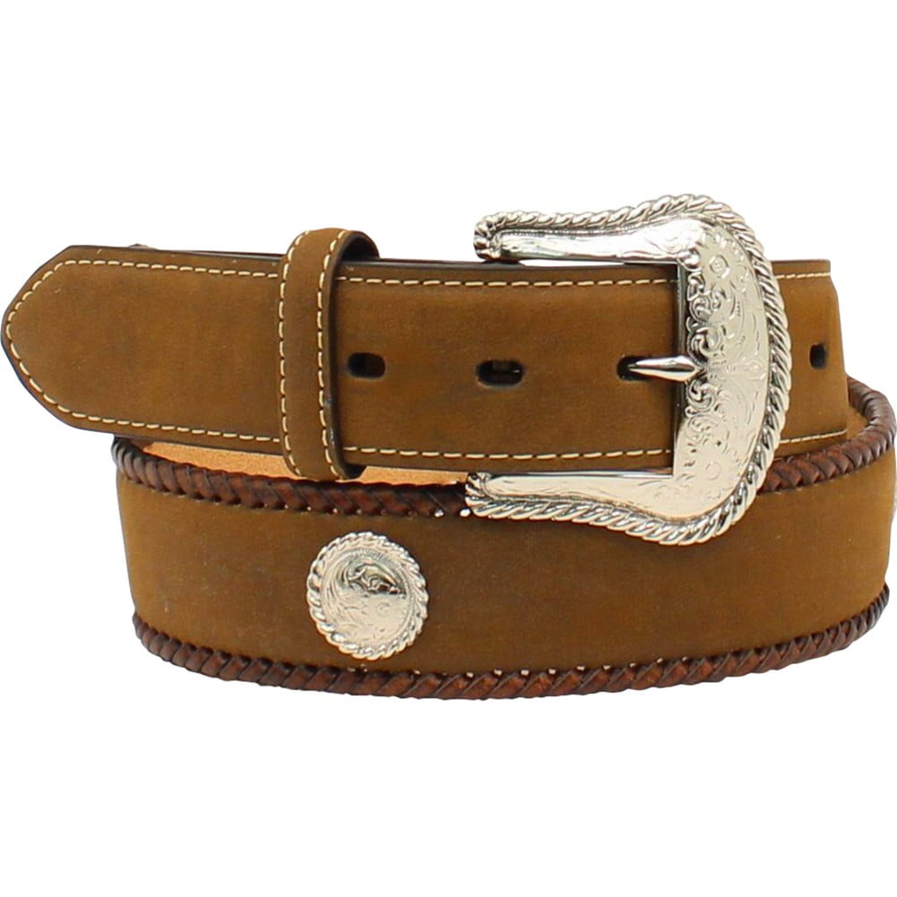 Nocona Men's Hired Hand Edge Lacing Belt Medium Brown Distressed 46 ...