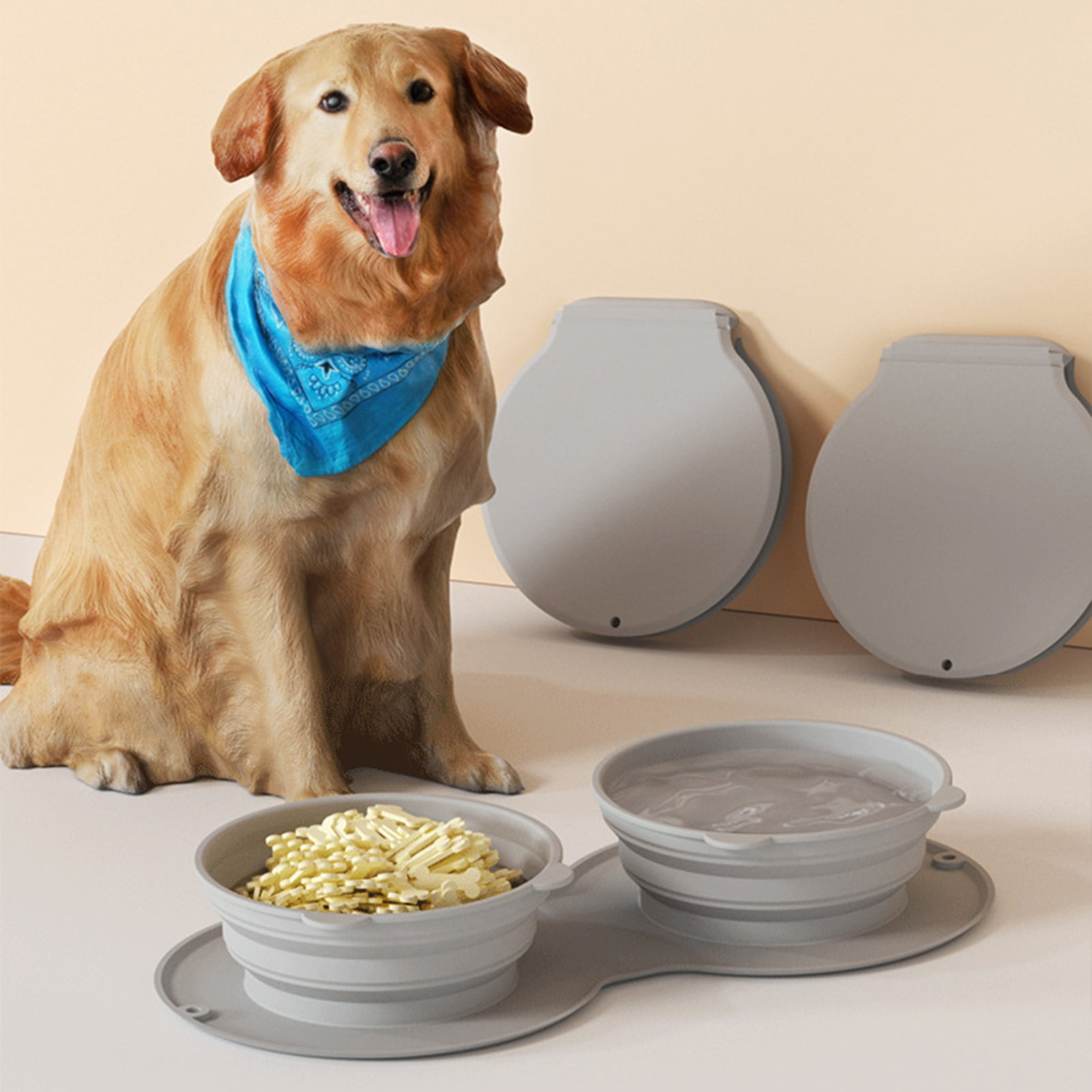 Happy Date Collapsible Dog Bowls - Portable Slow Feeder Travel Dog ...