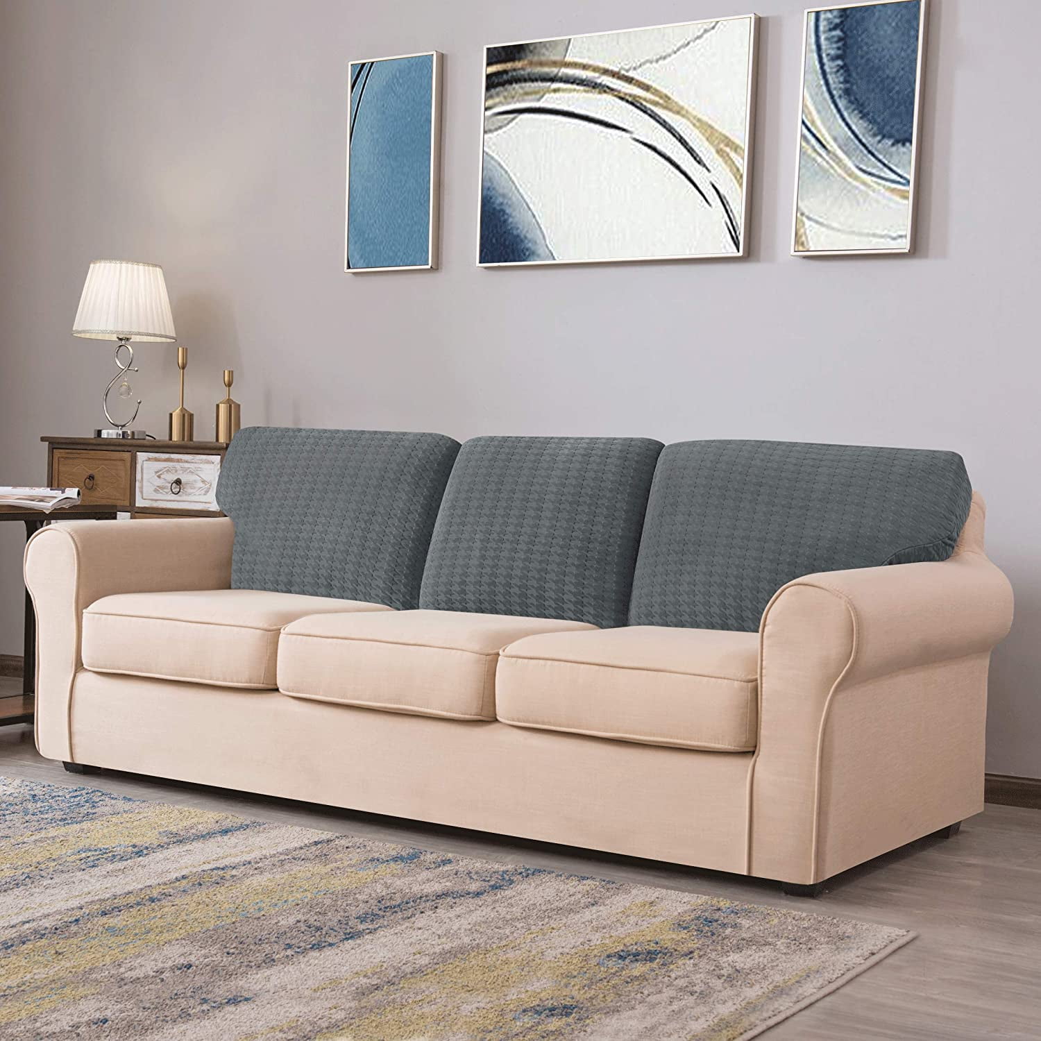 CHUN YI Stretch Houndstooth Couch Cushion Cover Sofa Backrest Cushion ...