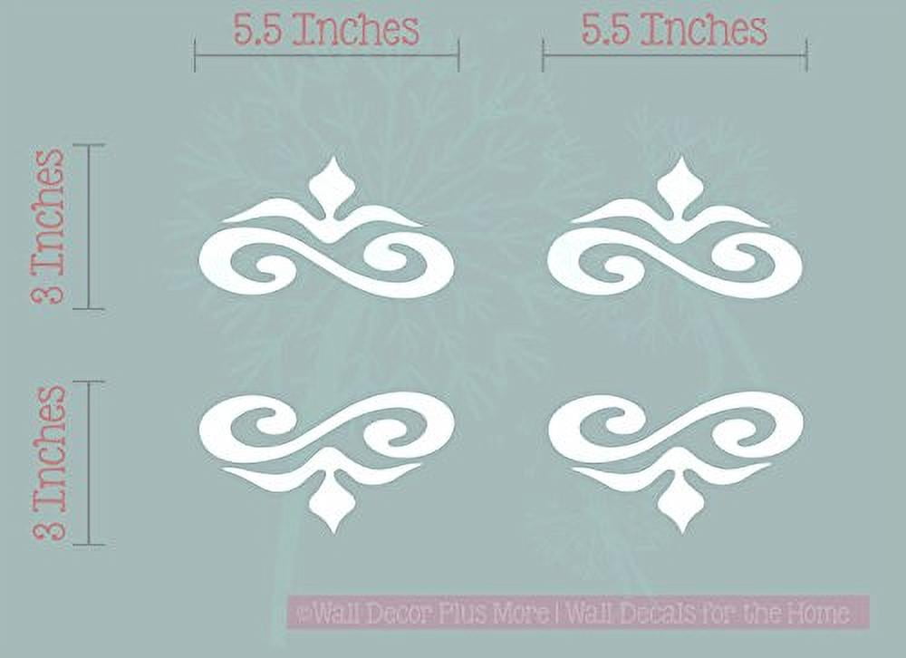 Set of 4 Scrolls Vinyl Decals Wall Stickers for Simple Home Décor, 3x5 ...