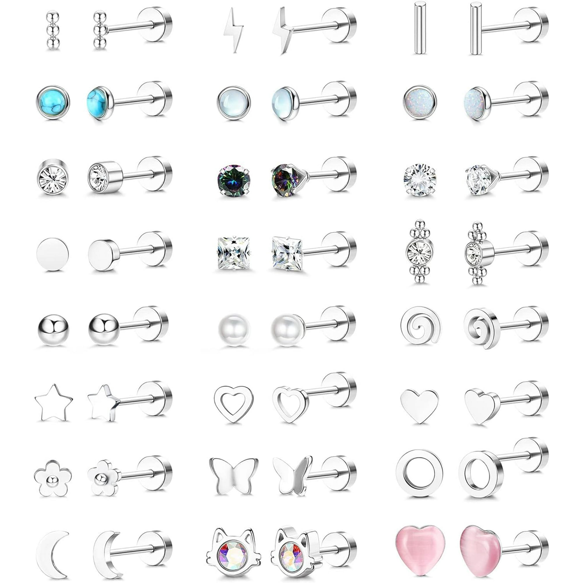 Click here for Surjde 24 Pairs Tiny Flat Back Earrings For Women... prices