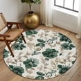 Dark Green Floral 6FT Round Area Rugs for Living Room Vintage Flower ...