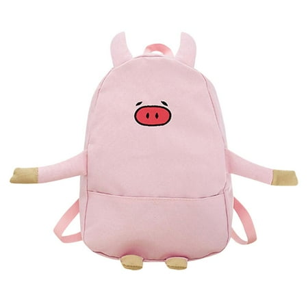 Kavoc Women Canvas Lovely Cartoon Pig Shape Causal Backpack Shoulder ...