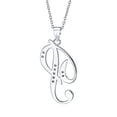 Bling Jewelry Sterling Silver Chain with Pave CZ Cursive Script Initial ...