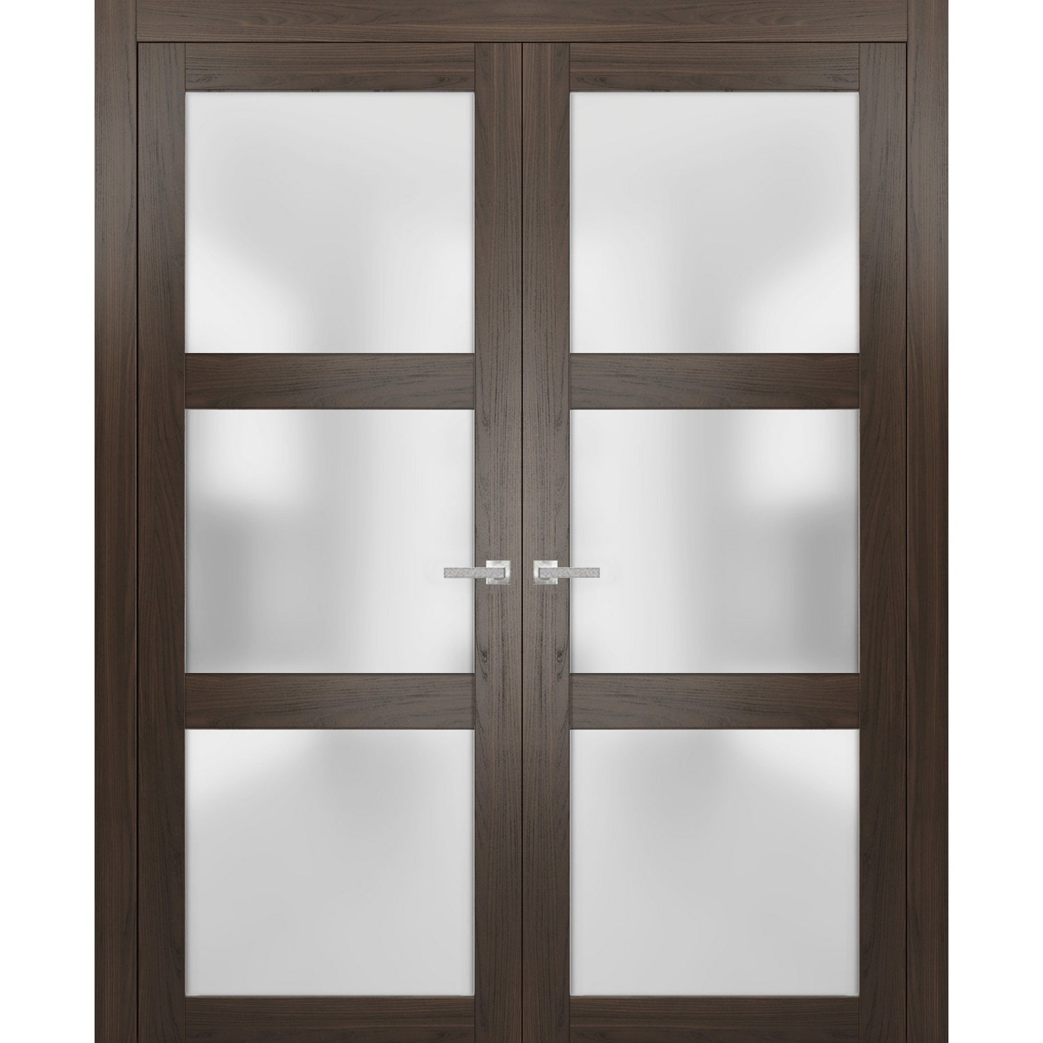 Solid French Double Doors Frosted Glass | Lucia 2552 Chocolate Ash ...
