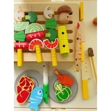 Wooden Grill BBQ Food Set Pretend Play Toy Wood Yellow Cooking for ...