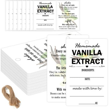 48pcs Kraft Homemade Vanilla Extract Stickers 1.5×2 inch Square ...