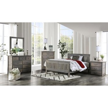 Antique Tobacco Oak Solid Wood Queen Bedroom Set 5pcs FOA CM7738-Q Bellagrand - Walmart.com