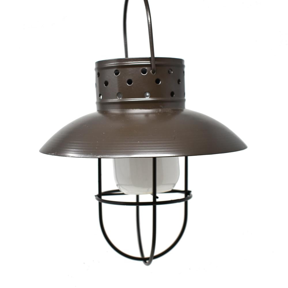 Solar-Powered Rustic Hanging Lamp, Brown, 12-Inch - Walmart.com