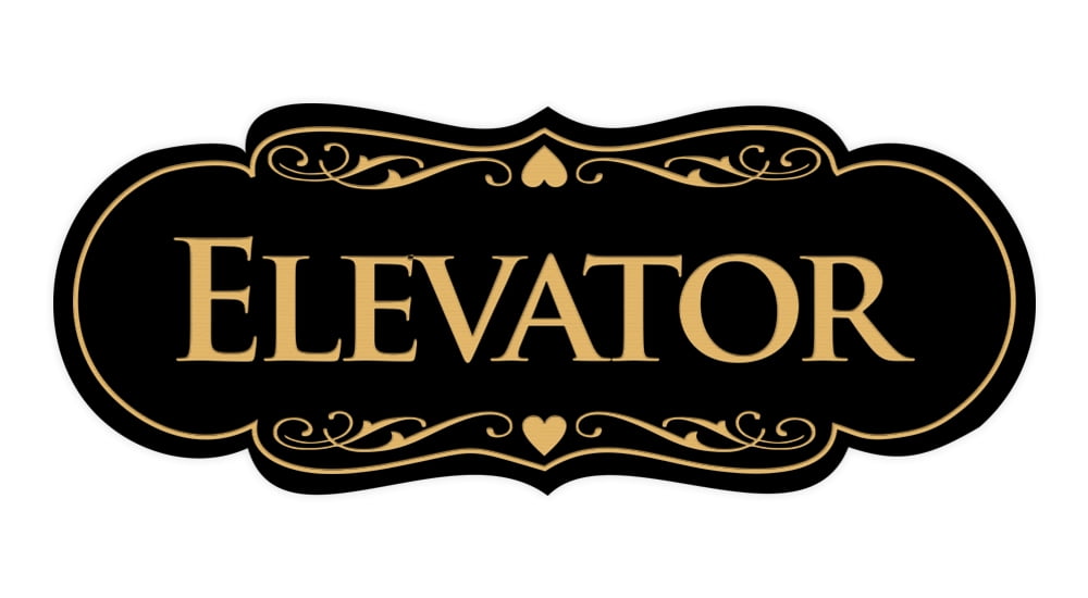 Signs ByLITA Designer Elevator Sign (Black Gold) - Large - Walmart.com