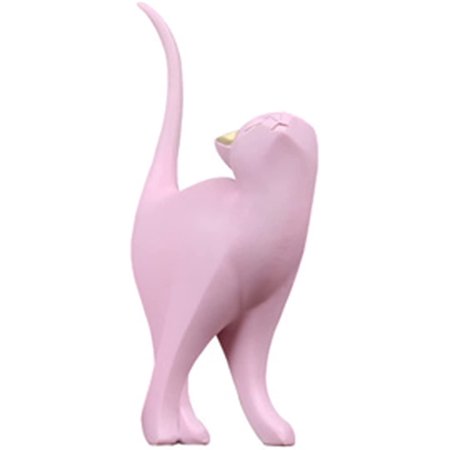 Pink Cat Figurine,Simulation Resin Pink Kitten Art Figurine,Animal ...
