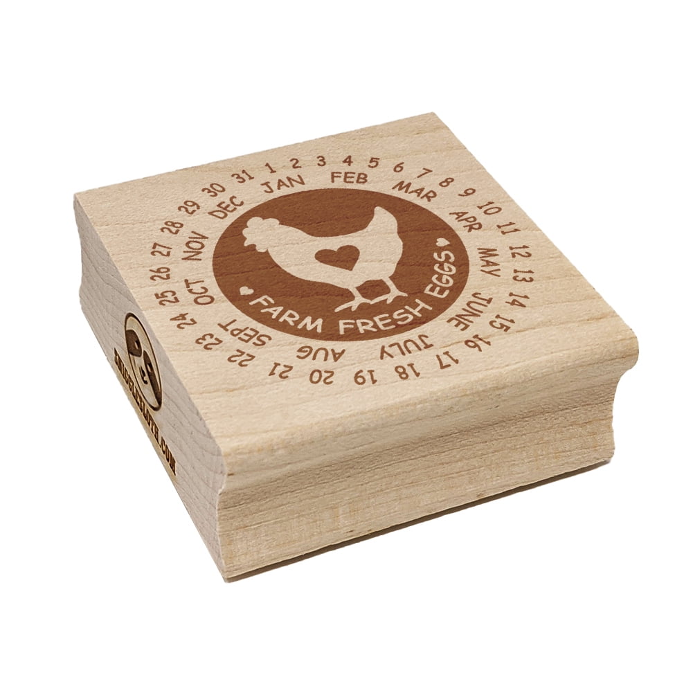 Egg Laid Expiration Date Calendar Square Rubber Stamp Stamping ...