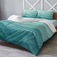 4 Piece Duvet Cover Set Queen, Abstract Teal Ombre Beach Texture Soft ...