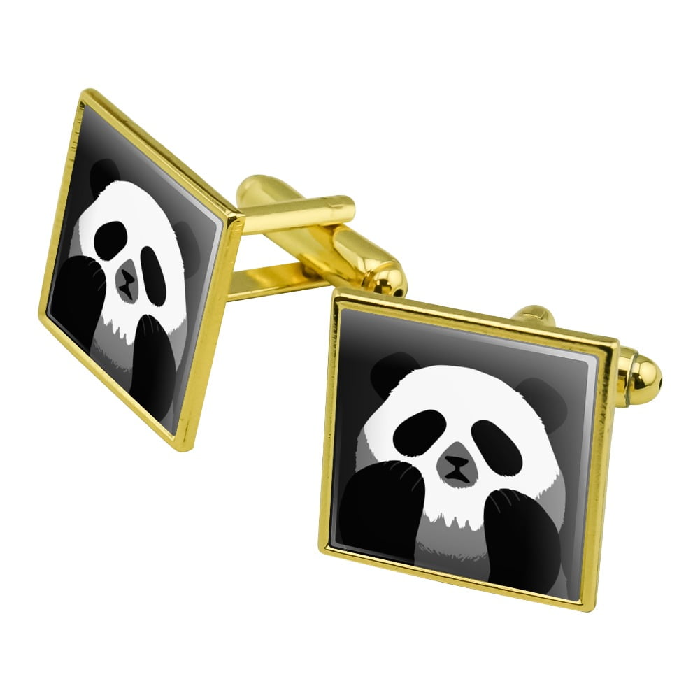 Panda Skull Optical Illusion Spooky Square Cufflink Set - Silver or ...