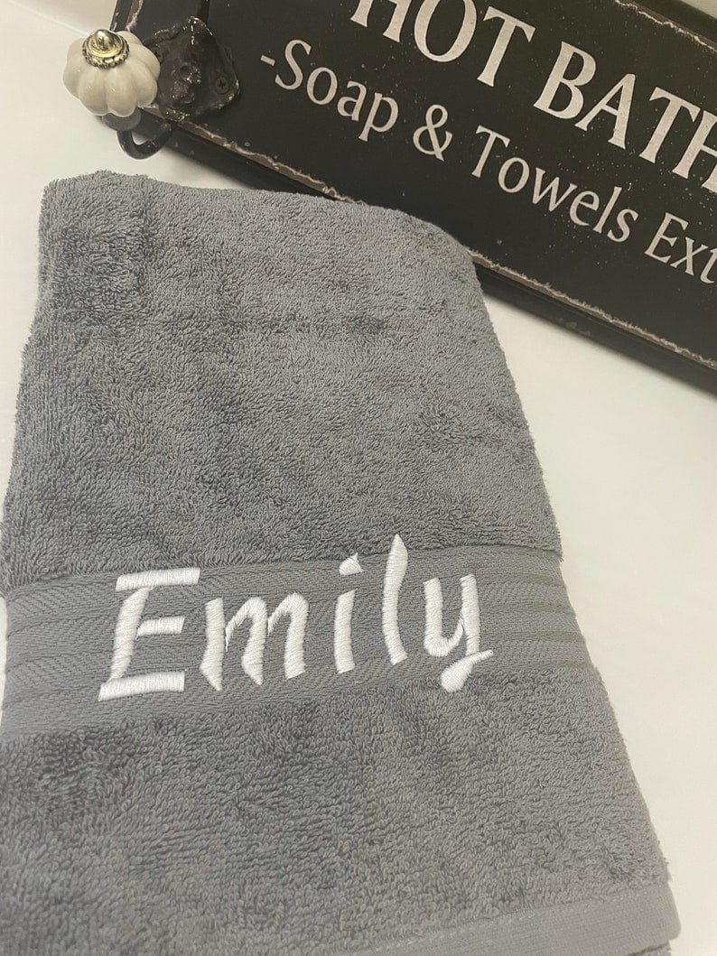 Personalized Hand Towel, Monogrammed Towel, Cotton Bathroom Decor with ...