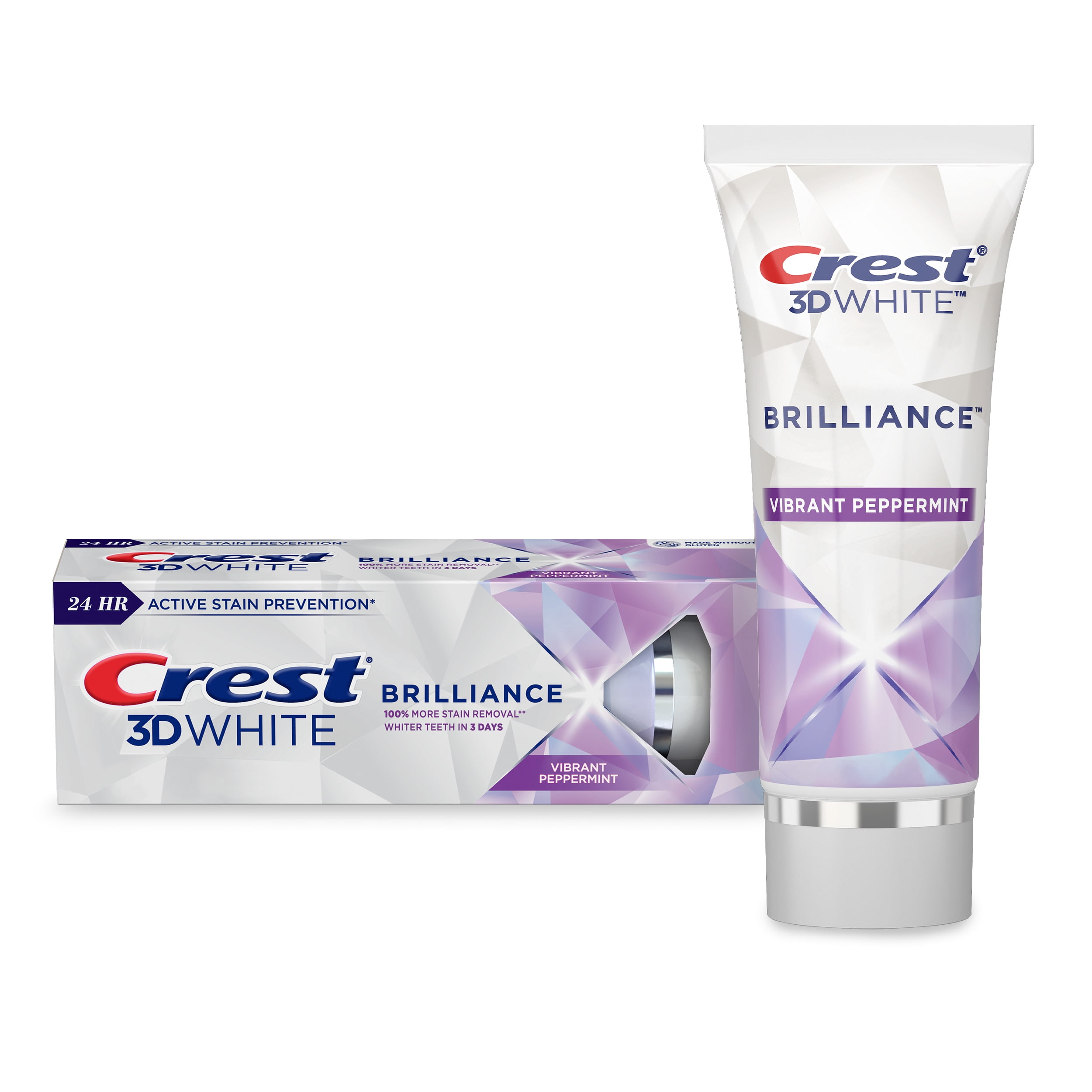 Crest 3D Whte Brill Whitening Toothpaste, Vibrant Peppermint, 3.5 oz ...