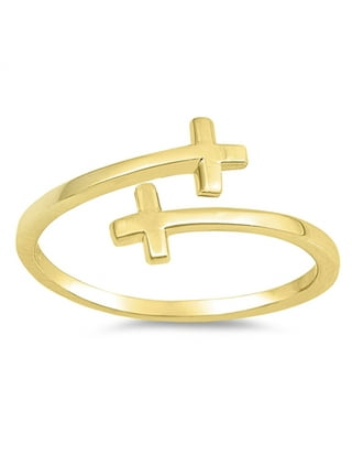 PalmBeach Jewelry Diamond Accent Triple Cross Ring In Solid