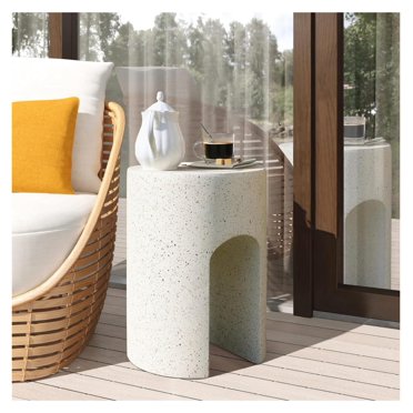 LeisureMod Modern Side Table Square Fiberstone Accent End Stool for Home Outdoor Patio Table ...