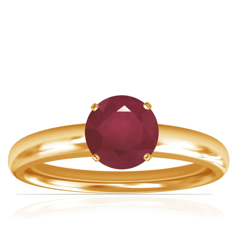 GemsNY July Birthstone - Traditional Round Ruby Solitaire Ring (0.65cts ...