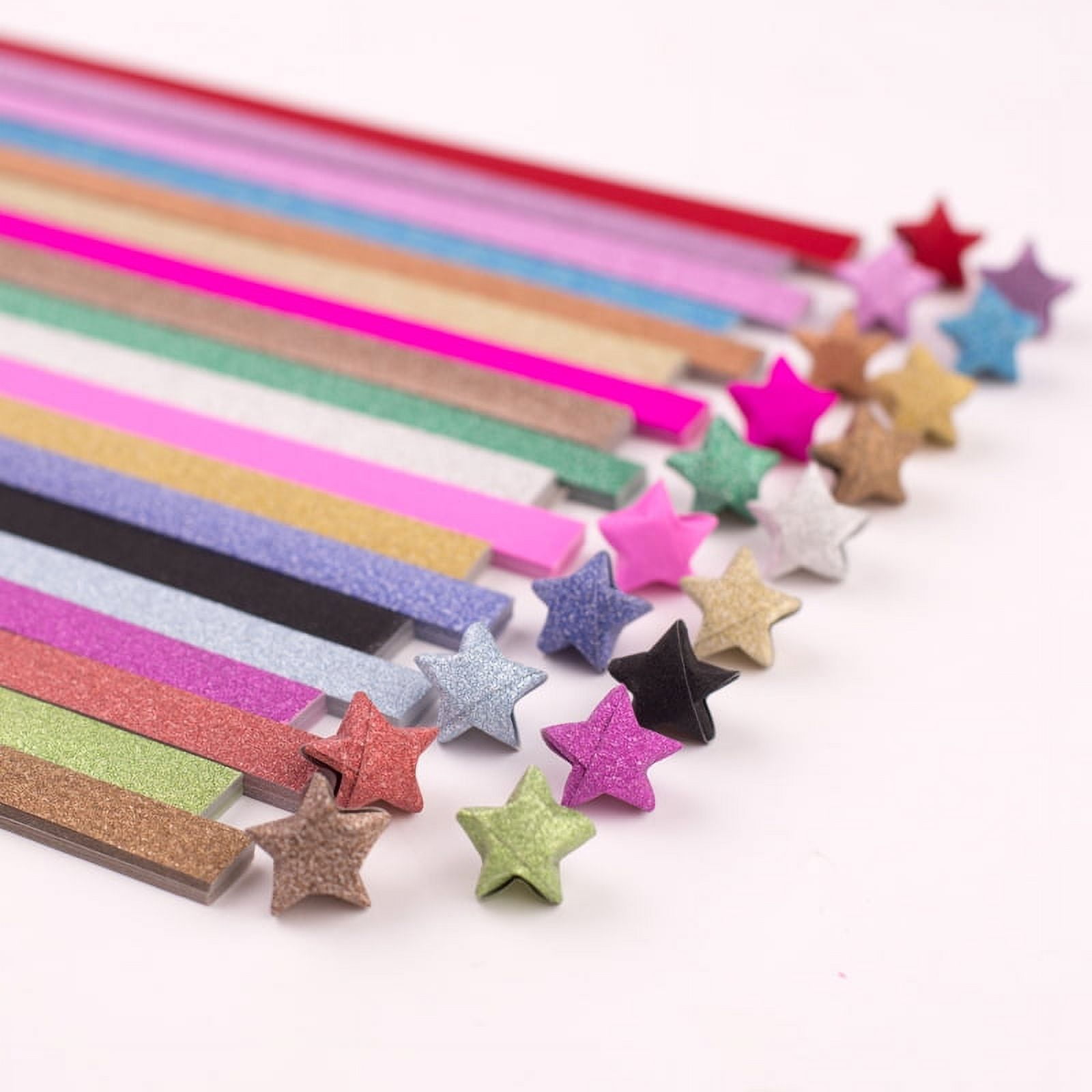 Tiras de papel con estrellas esmeriladas para origami con purpurina ...