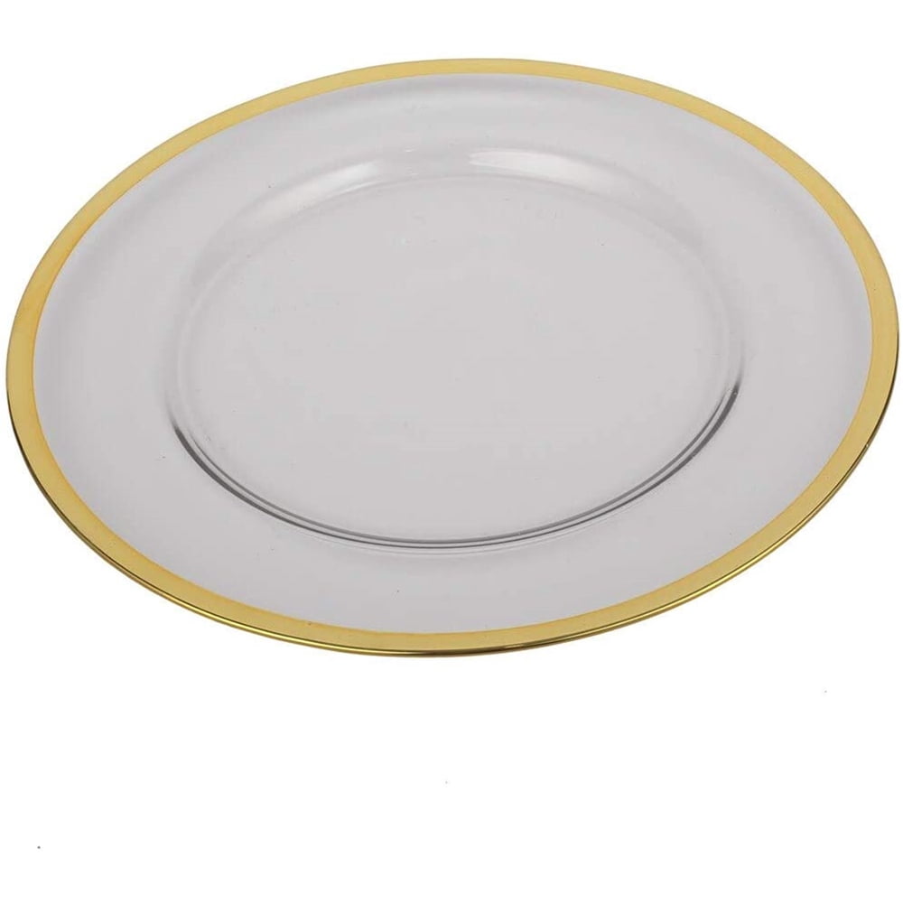 A&B Home 13" Glass Charger, Gold Rim-Color:Gold,Style:Modern Chic ...