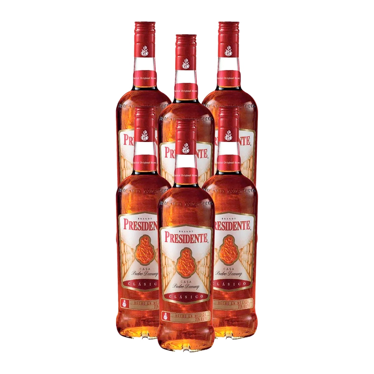 Pack De 6 Brandy Presidente Clasico 700Ml | Bodega Aurrera en línea