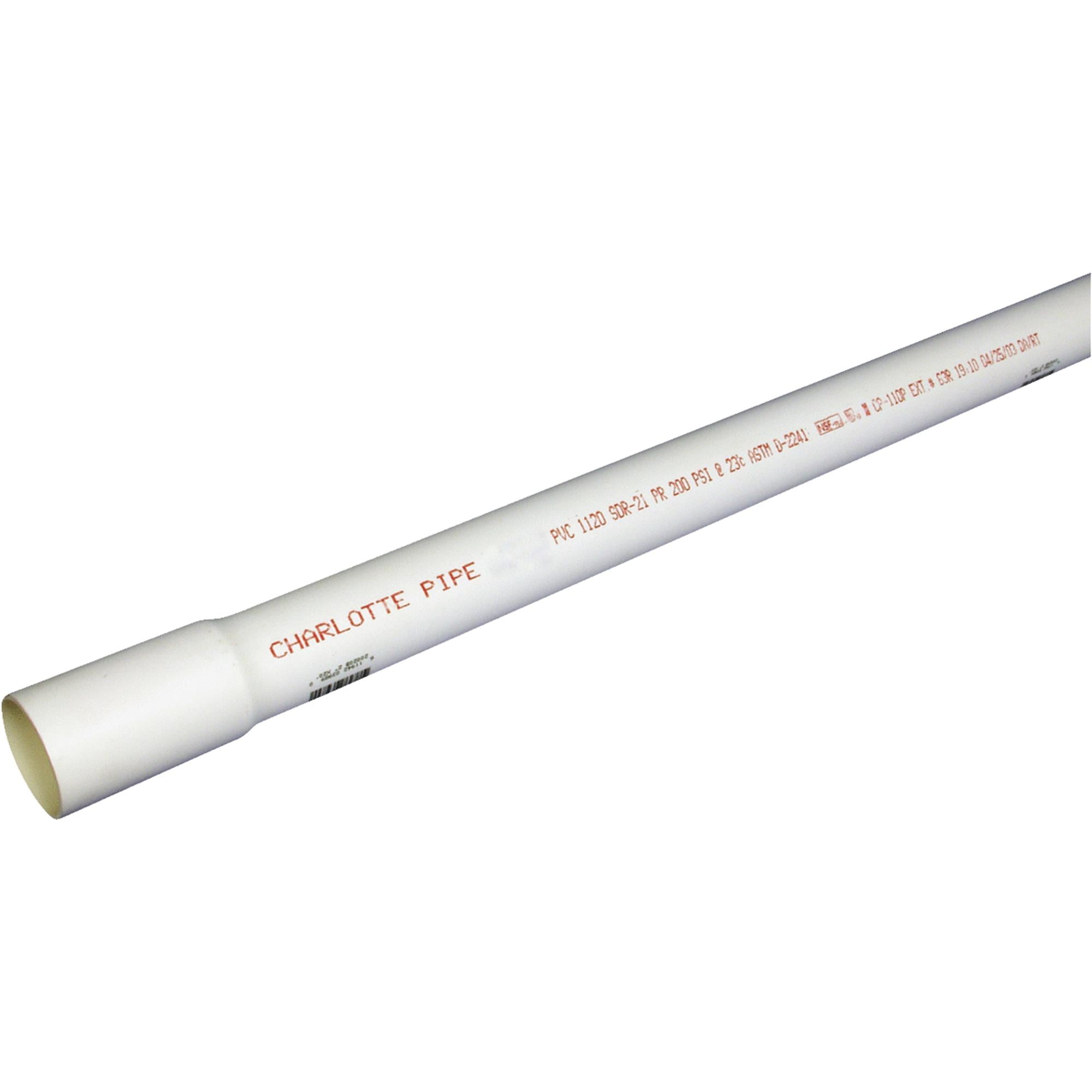 Charlotte Pipe 20 Ft. SDR 21 Cold Water PVC Pressure Pipe, Belled End ...