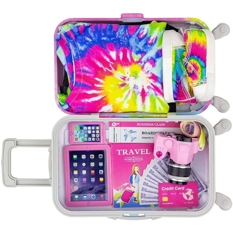ZITA ELEMENT American 18 inch Girl Doll Suitcase Travel Luggage Accessories Play Set Girl 18 Doll Travel Carrier Storage Including Suitcase Camera