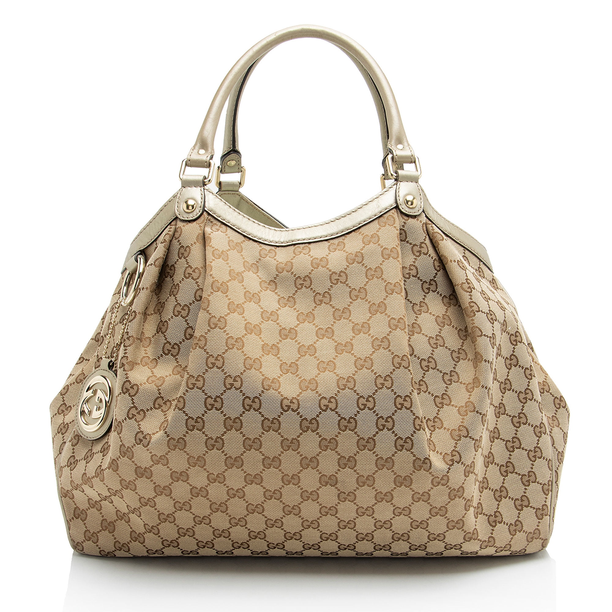 Pre-Owned Gucci Metallic GG Canvas Sukey Large Tote - Walmart.com