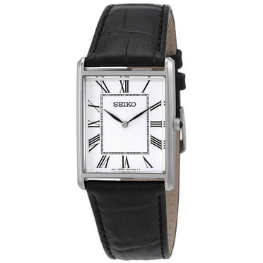 Seiko Men's Solar White Dial Black Leather Watch SUP880 - Walmart.com