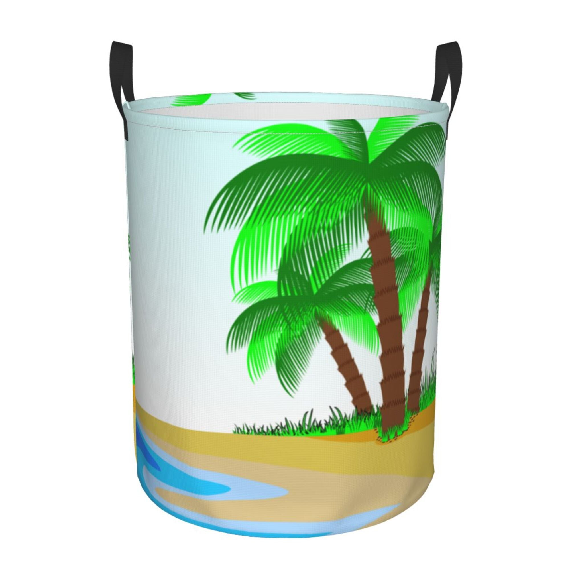 DouZhe Waterproof Collapsible Large Laundry Baskets, Palm Trees Sea ...