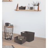 Curver Jute Large Gray Plastic Decorative Storage Basket, 14 in x 11 in ...