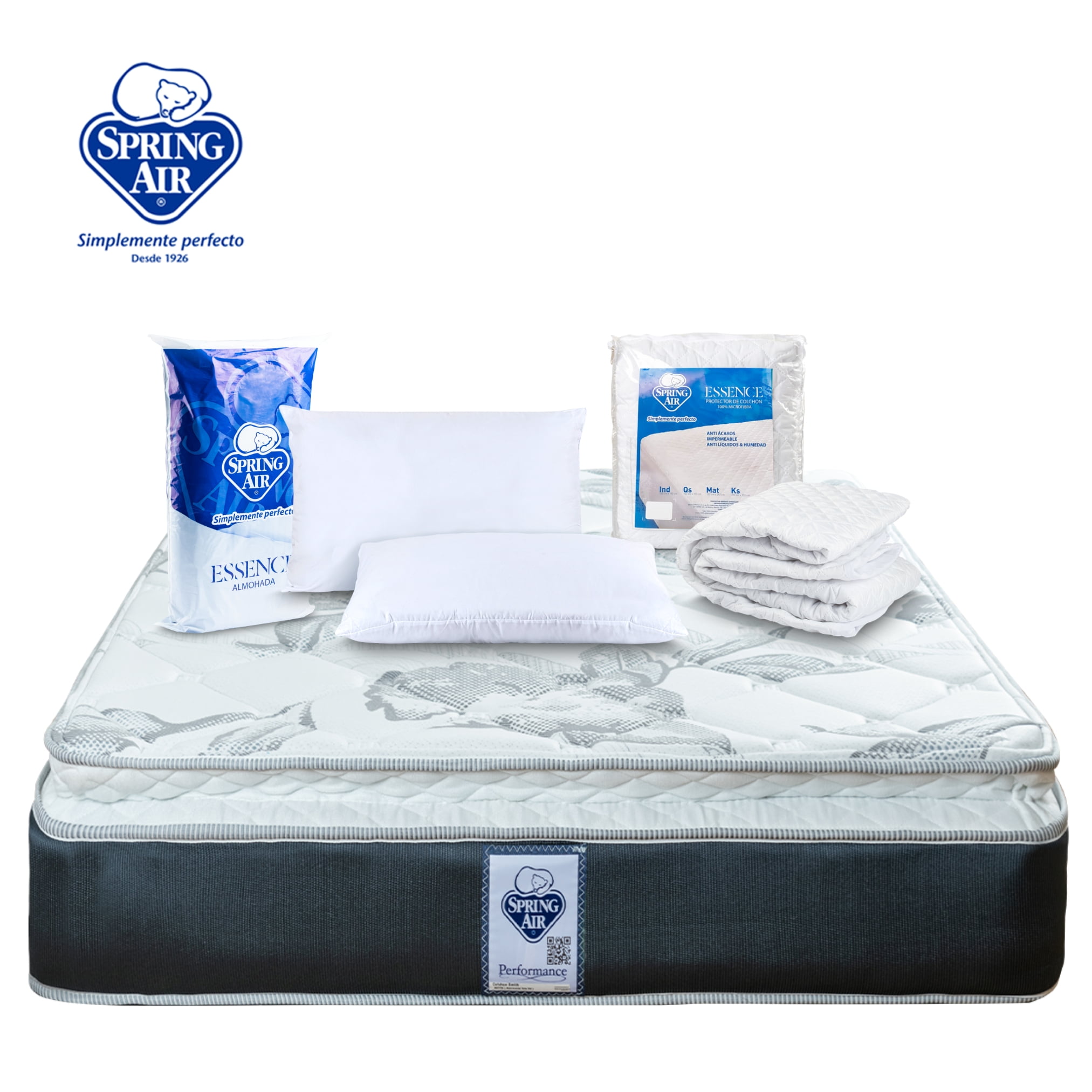 Colchon Matrimonial Spring Air modelo Smith + 2 Almohadas + Cubre ...