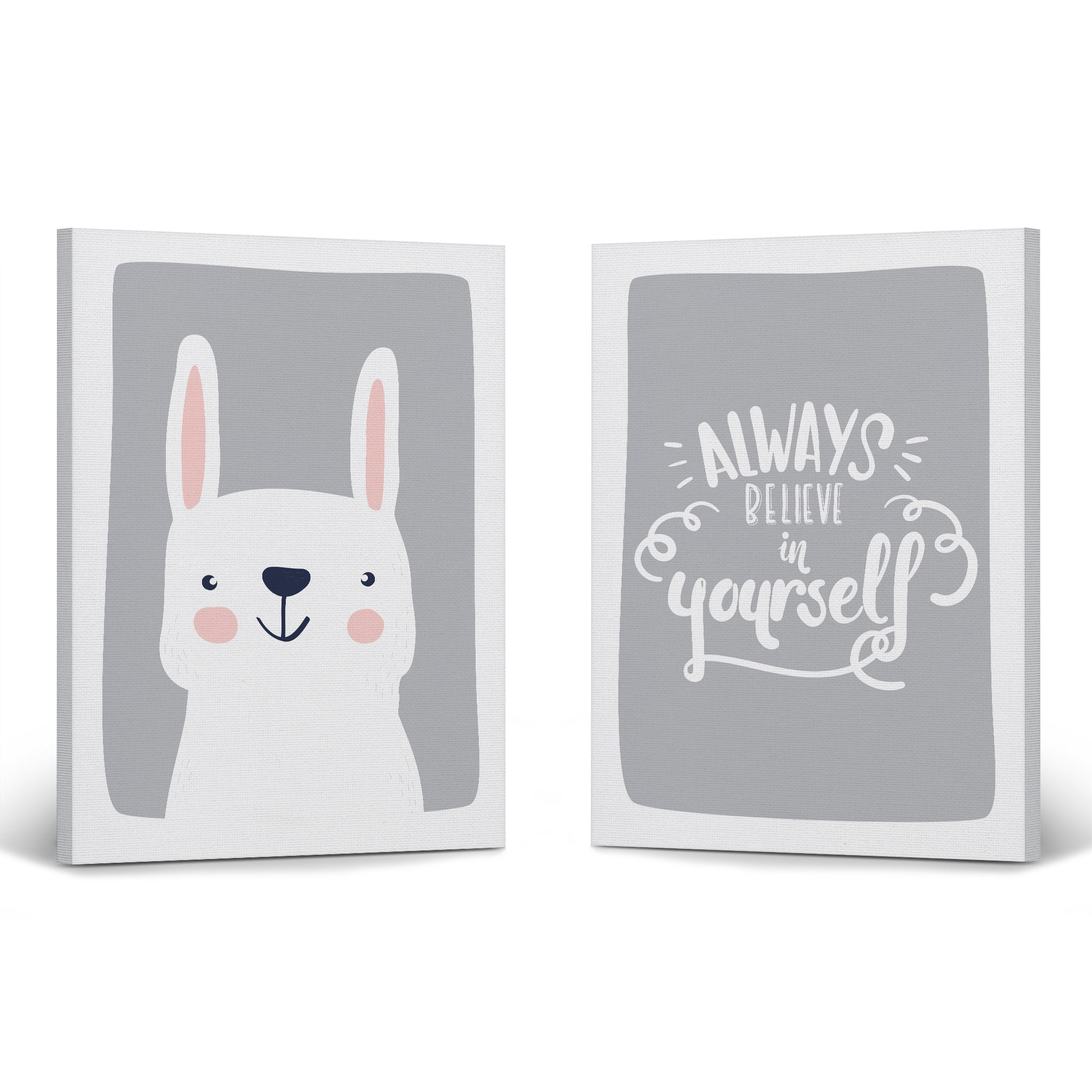 Smile Art Design Cute Rabbit and Motivational Quote Gray Background 2 ...