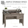 HomCom Industrial Computer Table with Storage, 3 Drawers, Open Cabinets ...