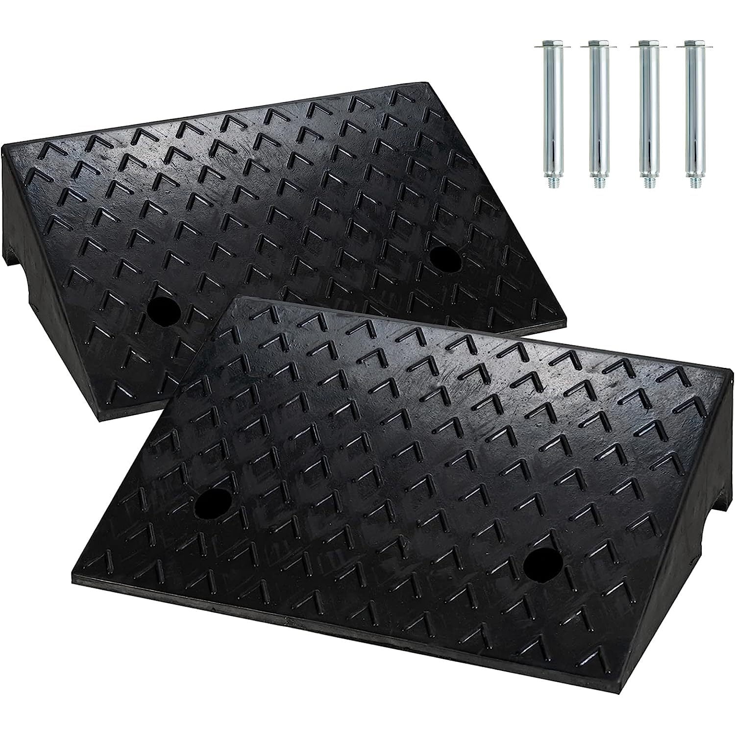 Bilot 5” Rubber Curb Ramps 2PCS, Heavy Duty 22° Driveway Ramps W/ 4 ...