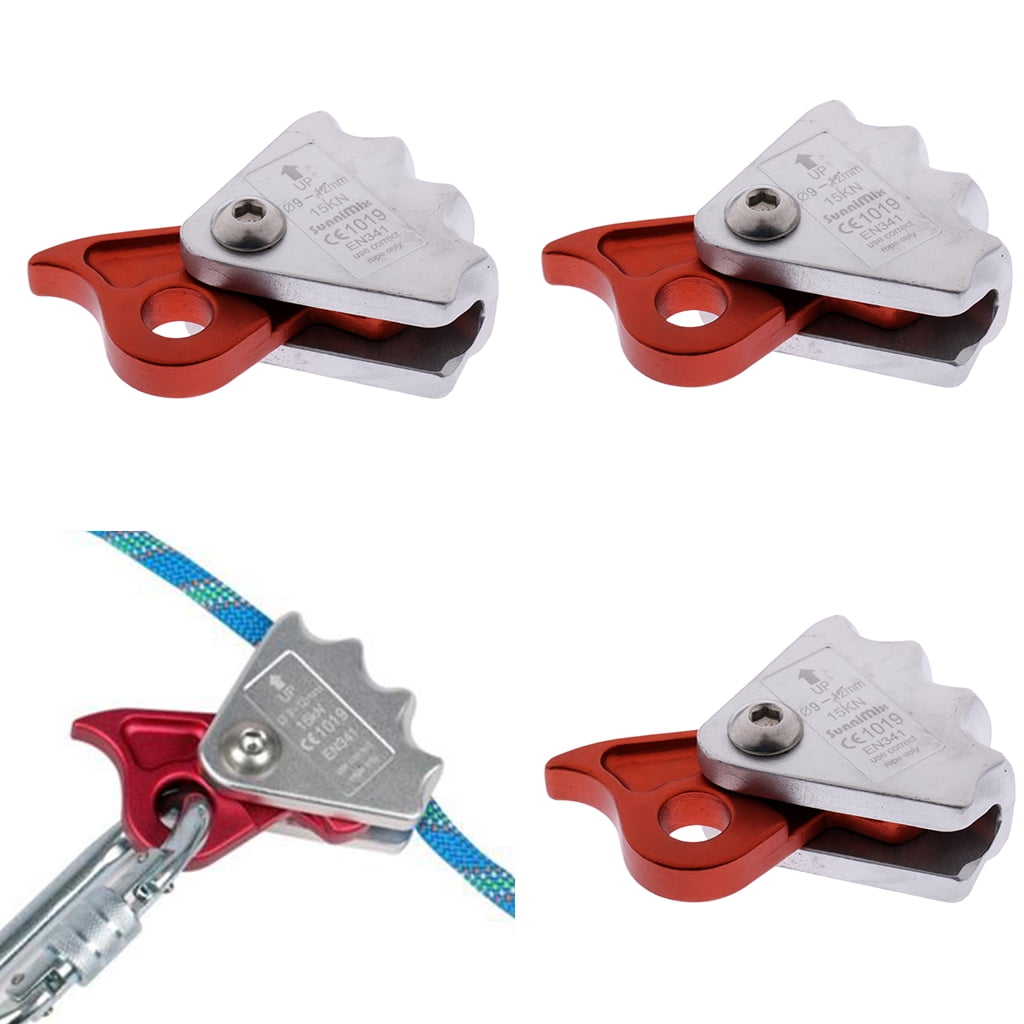3 Pieces Heavy Duty Rock Climbing Rope Grab , Aluminum Rope Riser Clamp ...