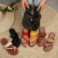 1pc Womens Flat Slide Sandals Toe Loop Braided Band Slip On Shoes Casual Beach Slides