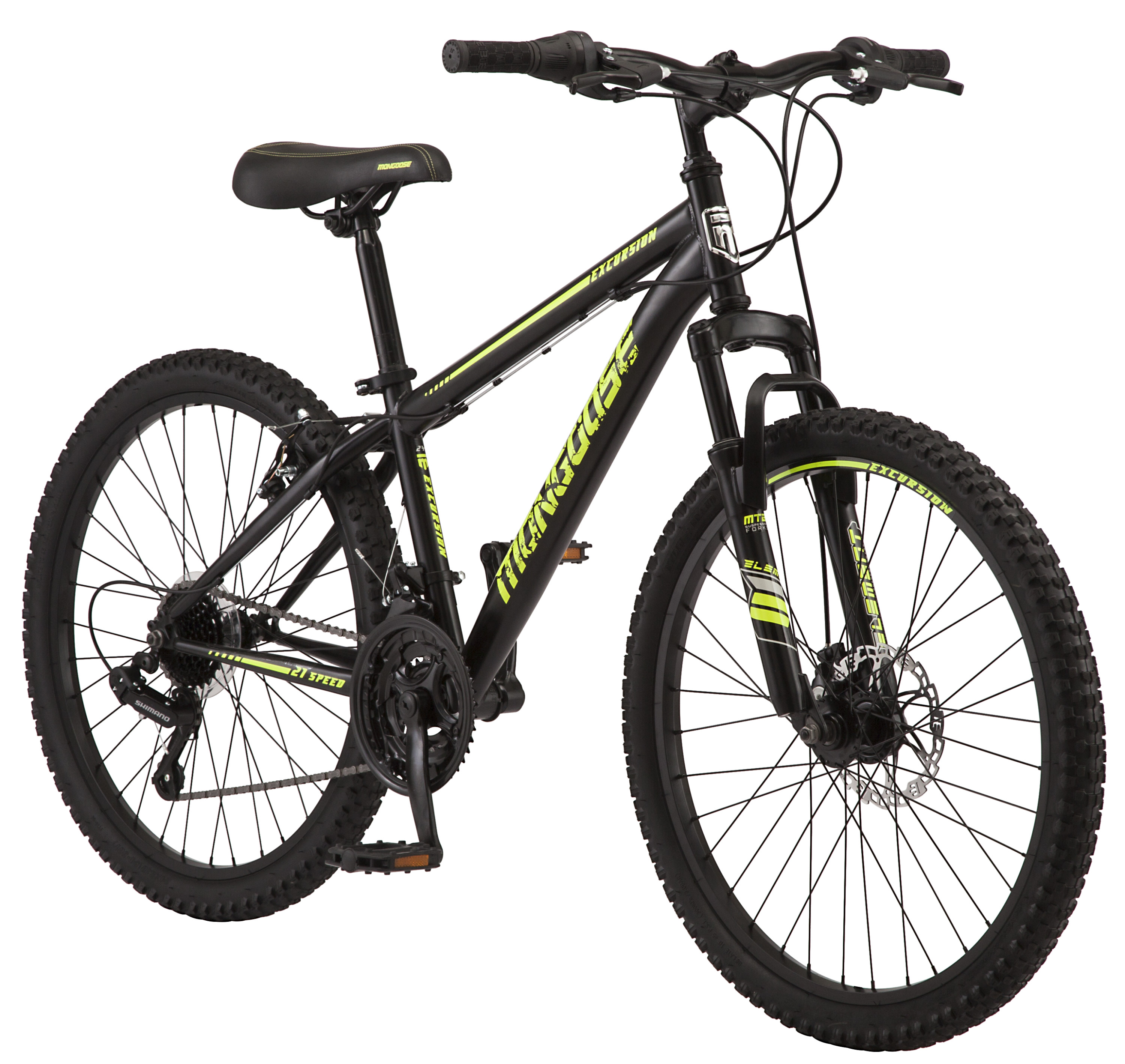 Mongoose Excursion Mountain Bike 24 inch Wheel 21 Speeds Black Mongoose Excursion Mountain Bike 24 inch Wheel 21 Speeds Black