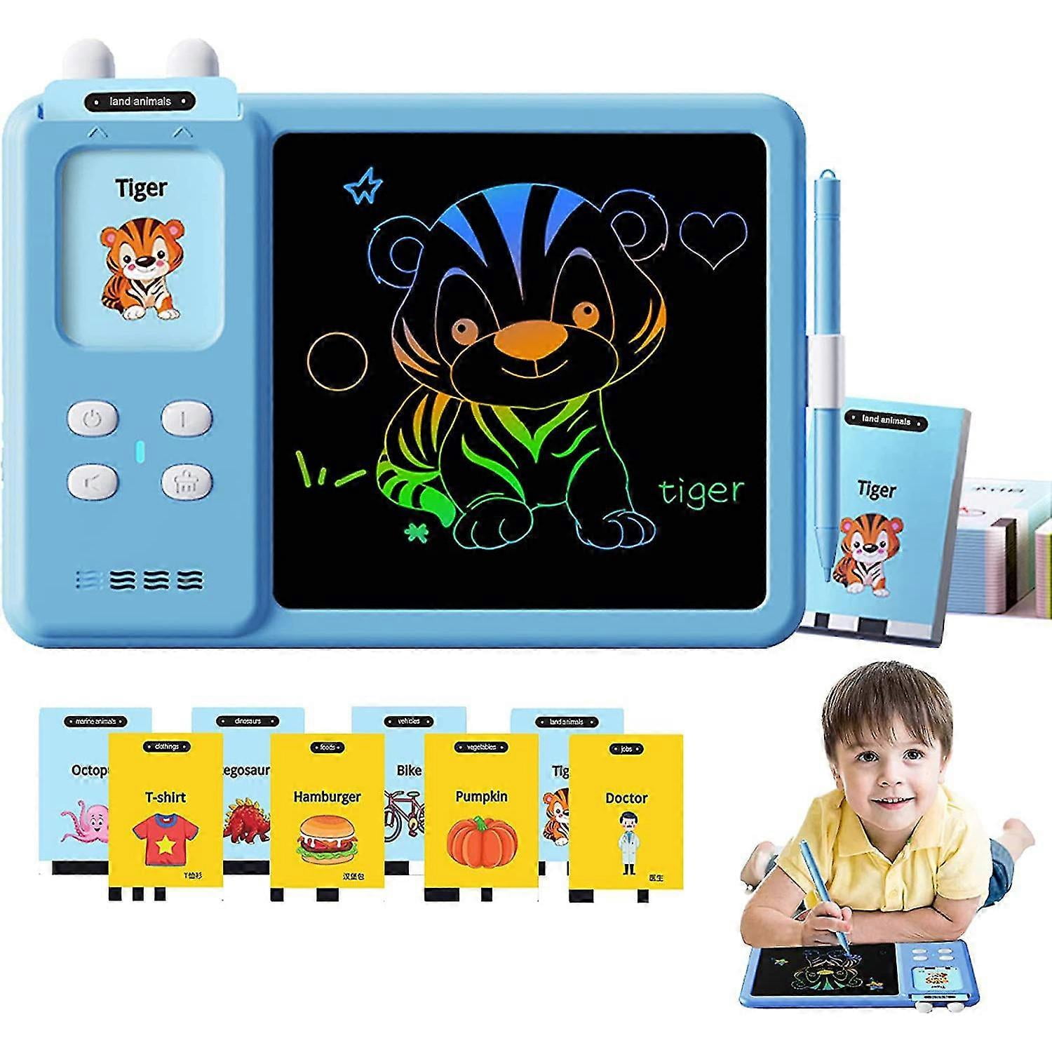 Talking Flash Cards Writing Board Kids Lcd Drawing Tablet Educational ...