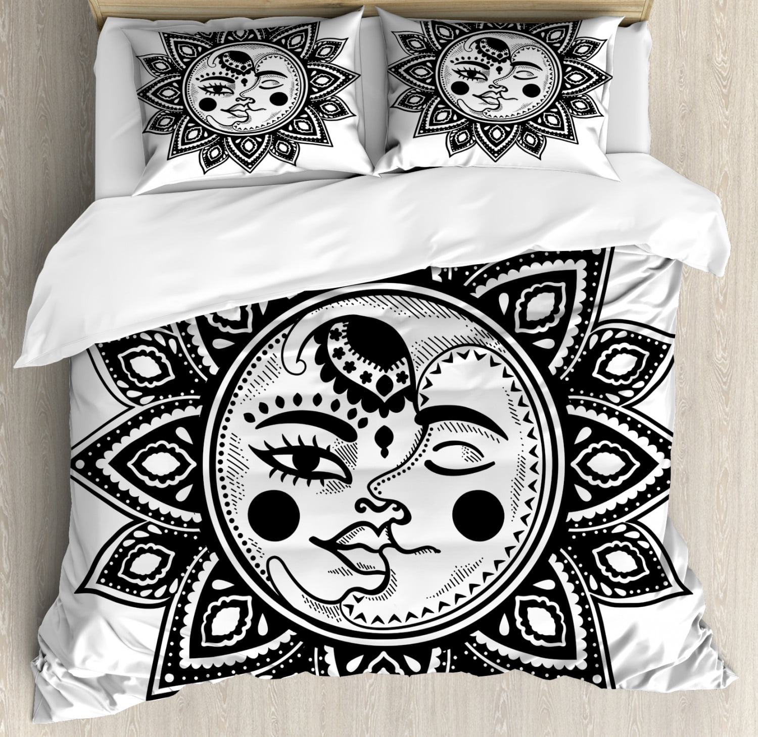 Magic Moon Duvet Cover Set King Size, Astronomy Sun and Moon Occult ...