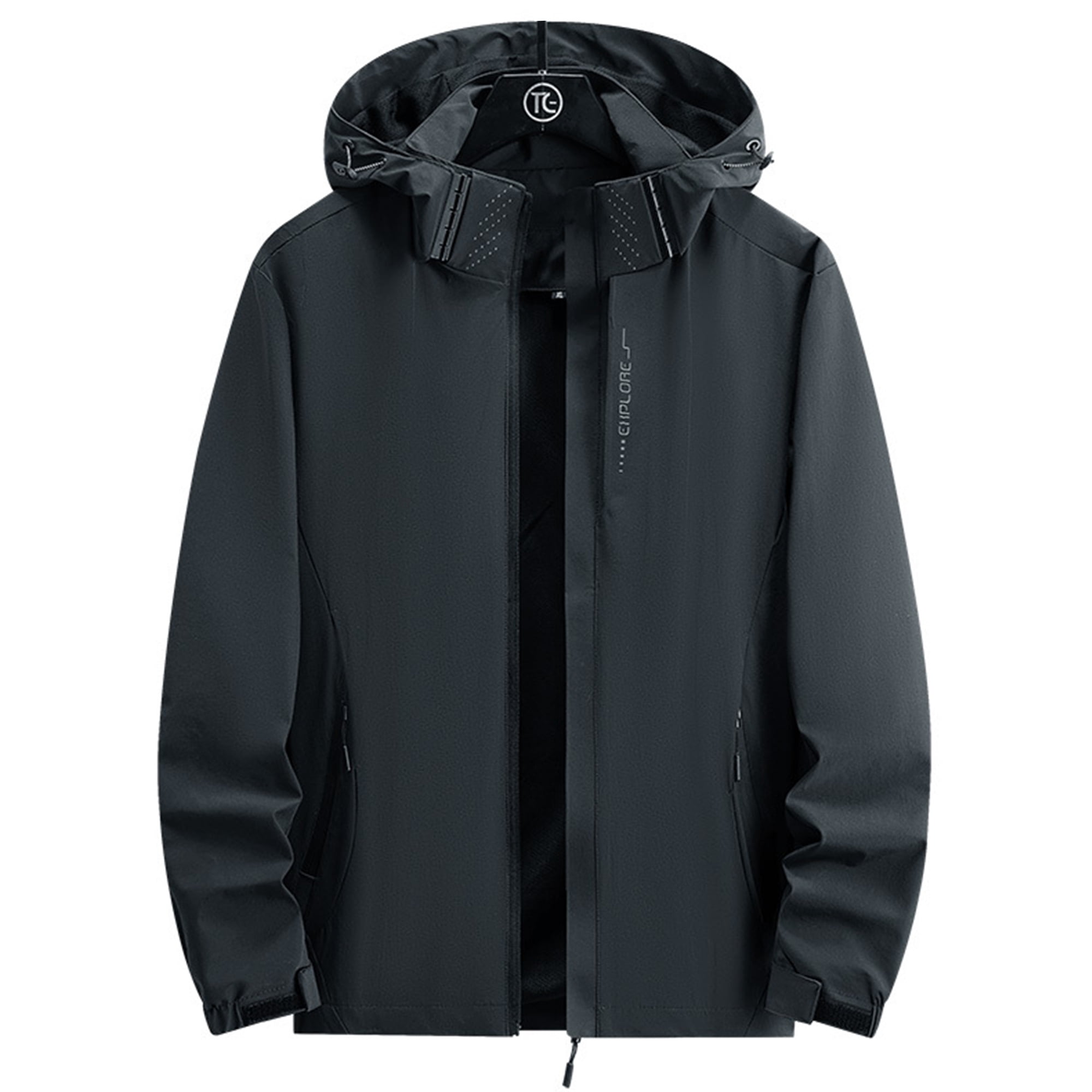 Click here for Mawclos Mens Raincoat Zip Up Rain Jacket Hooded Ou... prices
