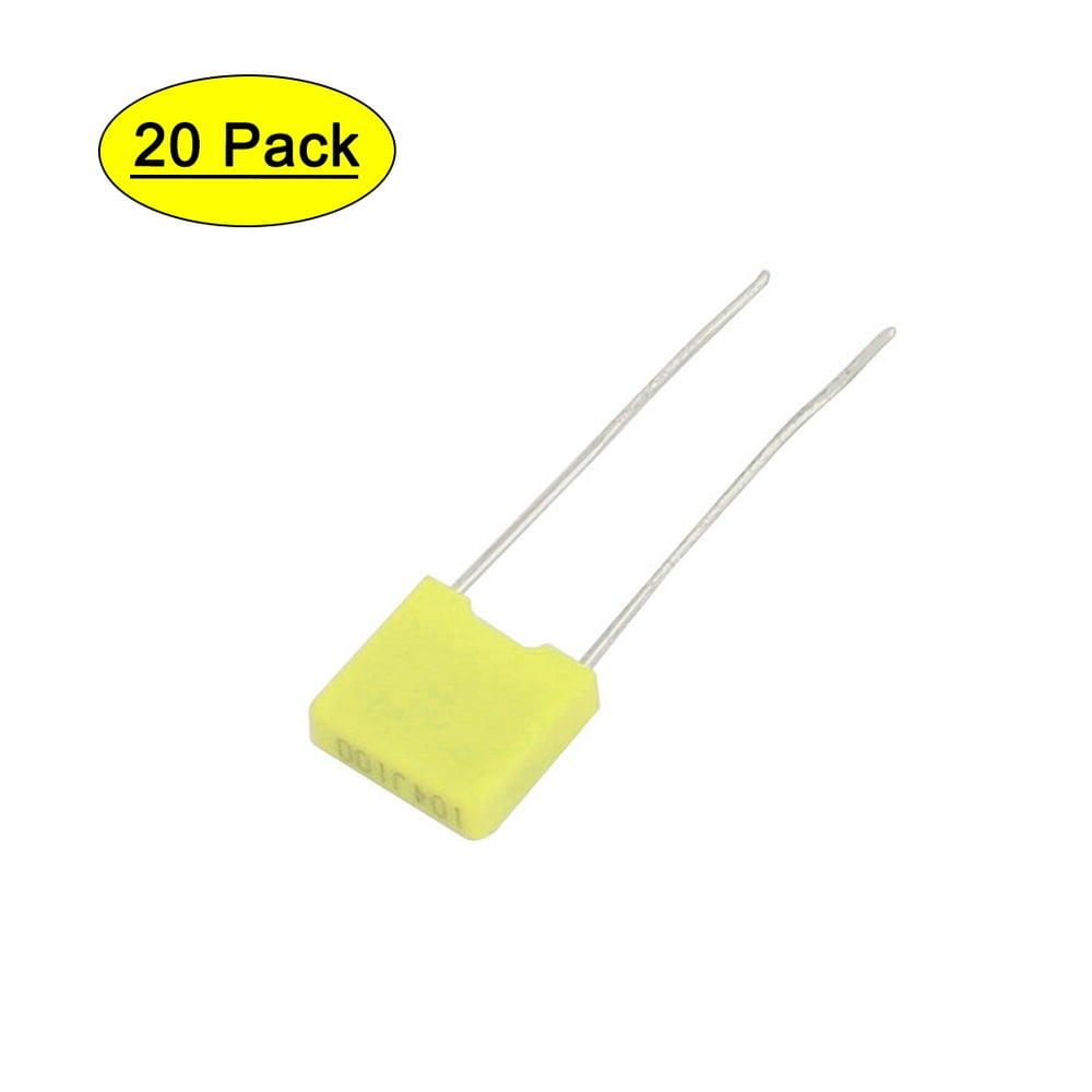 20 Pcs 104J100 0.1uF 100V Radial Polyester Film Box Type Correction ...