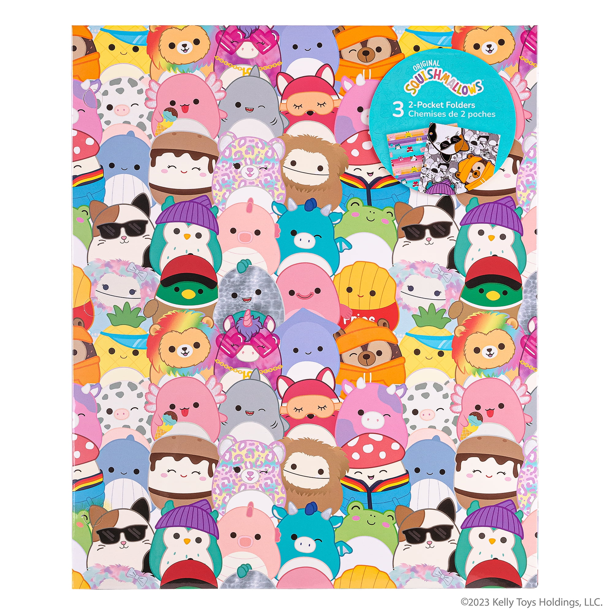 Squishmallows All Characters 2 Pocket Folder, 3 Hole Punch, Multi Color ...