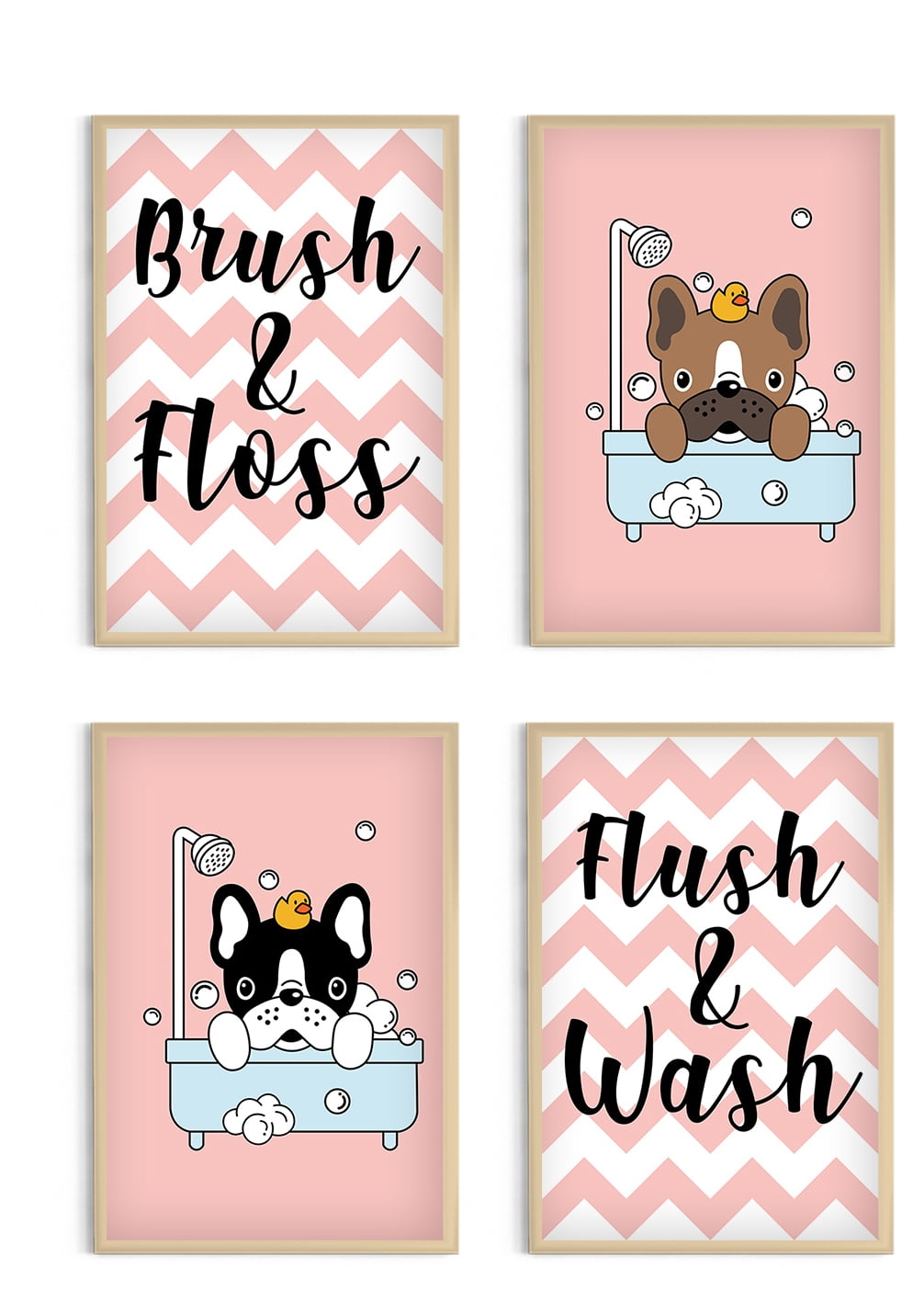 Awkward Styles Kids Bedroom Art Brush & Floss Set of 4 Posters Kids ...