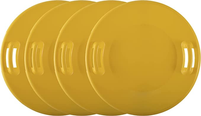 Superio Round Kids Snow Saucer Sled Yellow 4 Pack Plastic Winter Sleds ...