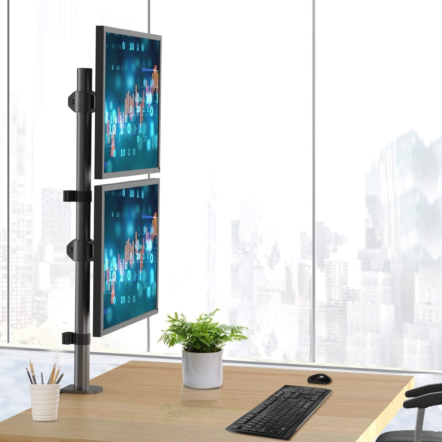 Buy Vertical Monitor Stand for 2 Monitors, 13-27 inch Dual Stacking ...