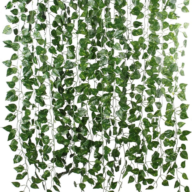 Ofocase 12 Strands Artificial Ivy Leaf Plants Vine Hanging Garland Fake ...